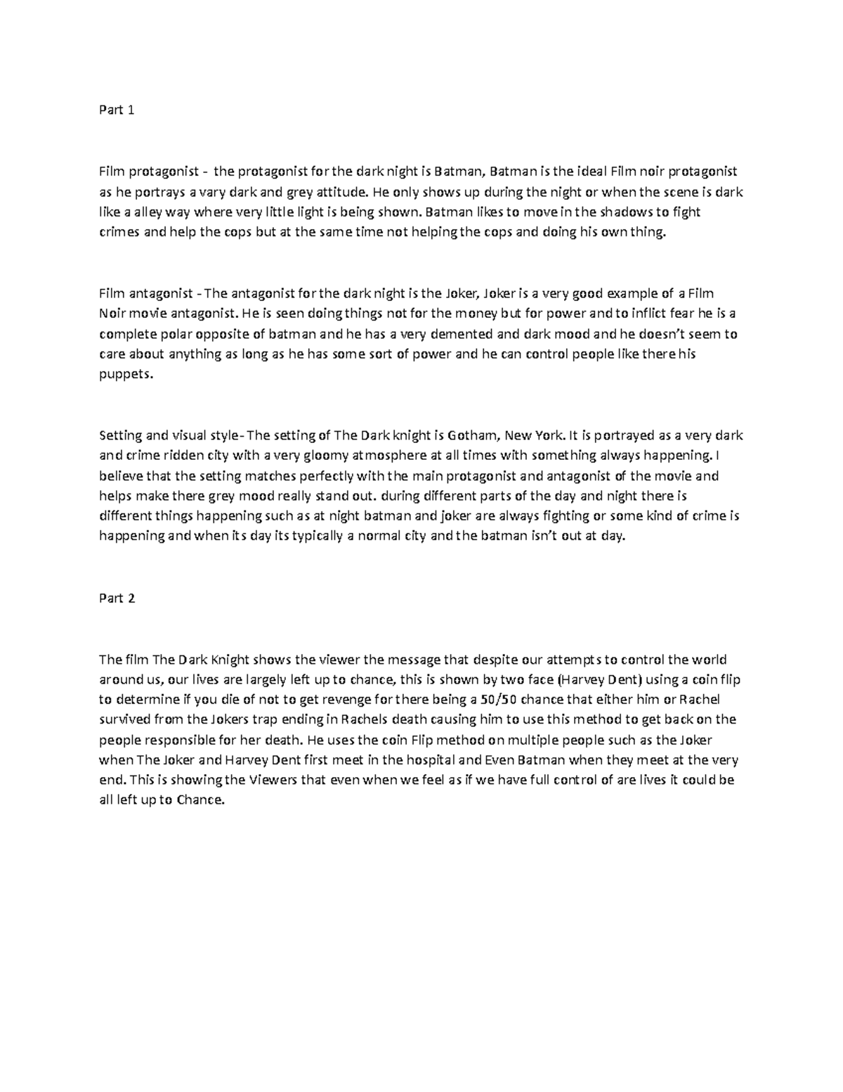 Batman Film Noir - answers - Part 1 Film protagonist - the protagonist ...