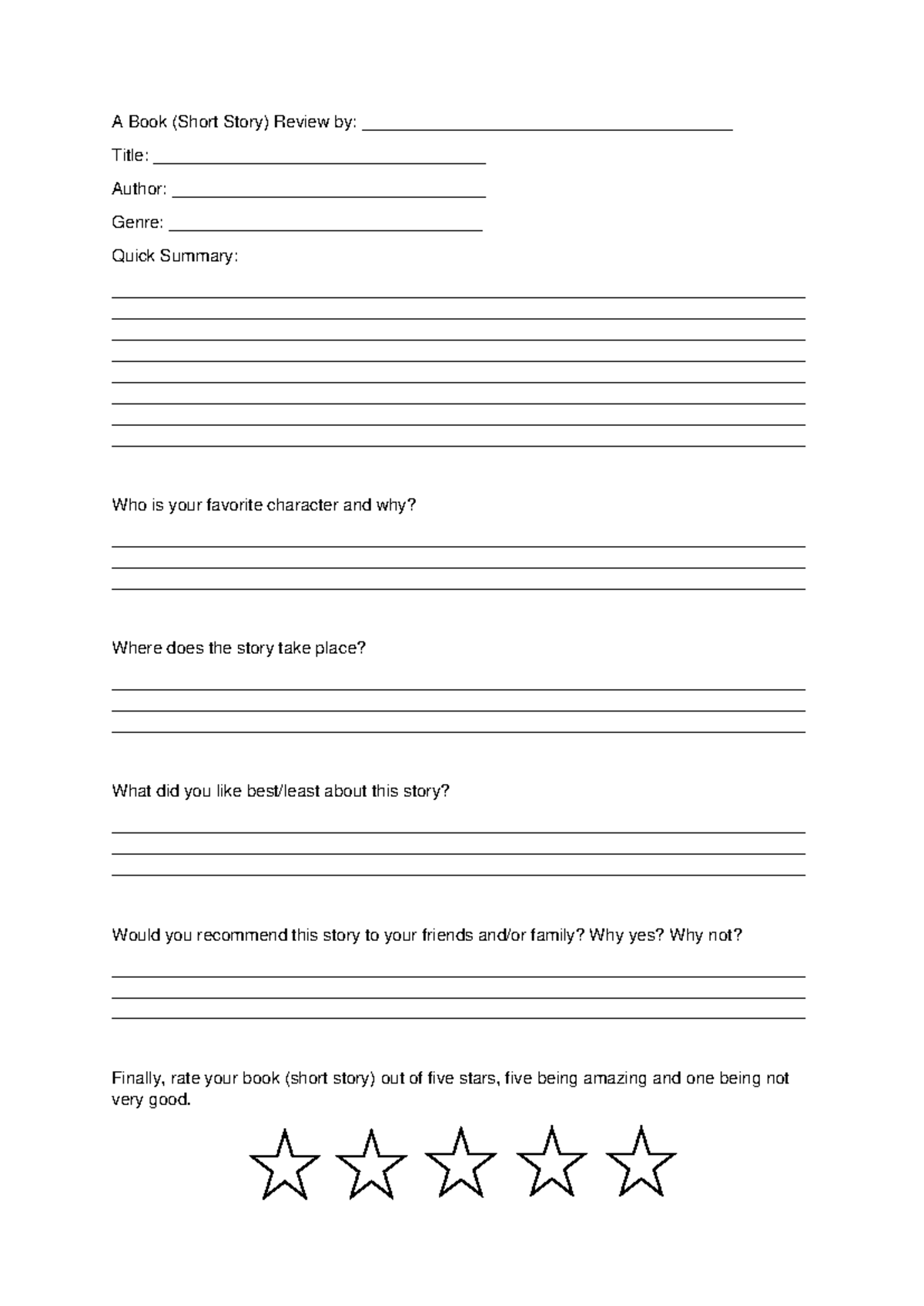 Book-Review-Template copy - A Book (Short Story) Review by