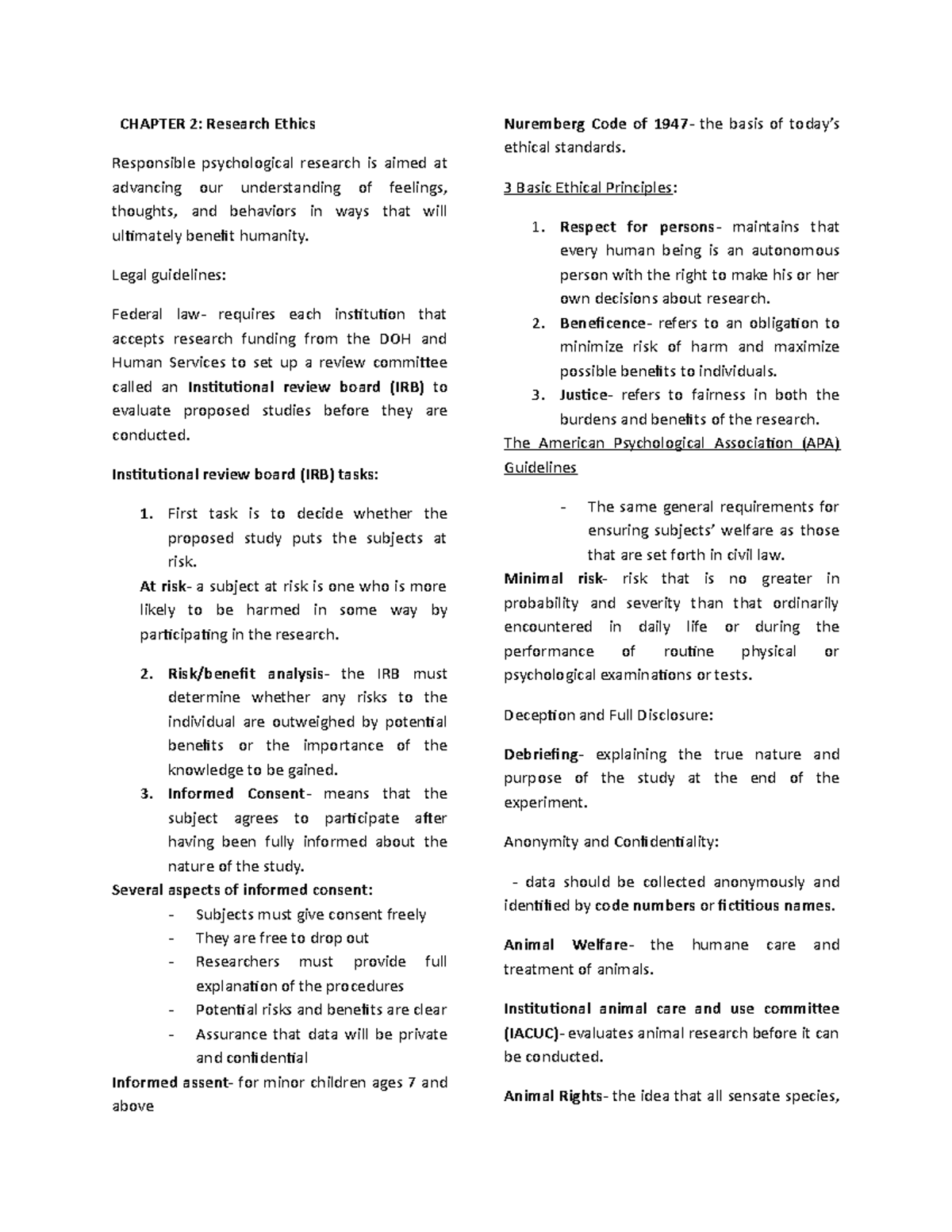 Experimental Psych Reviewer - CHAPTER 2: Research Ethics Responsible ...