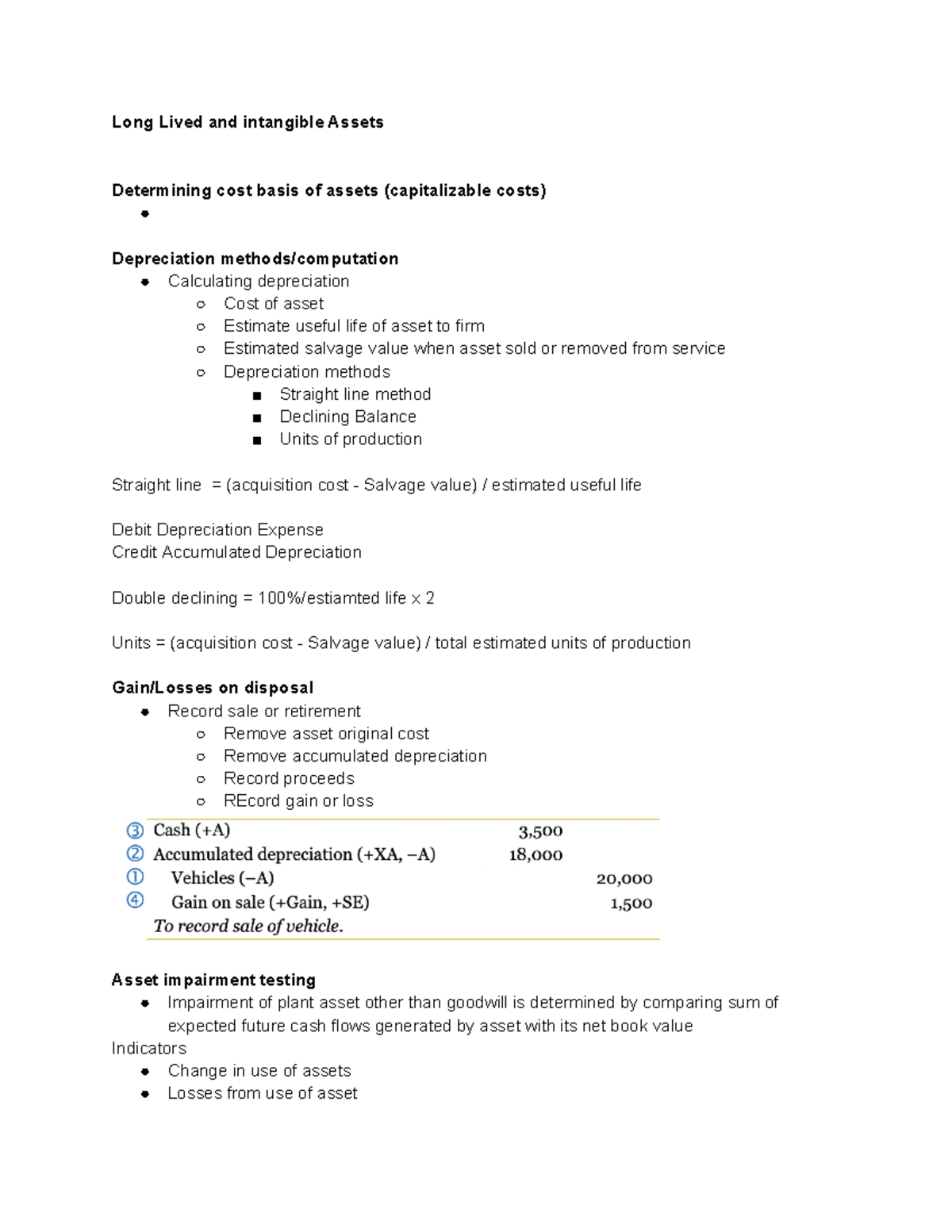 Accounting Chapter 9 Finals Study Guide - Long Lived and intangible ...