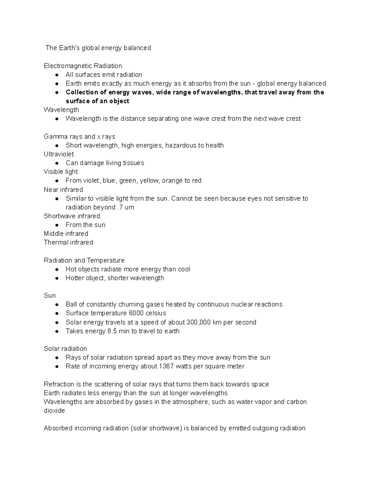 Physical Geography Chapter 3/4 Notes - The Earth’s global energy ...