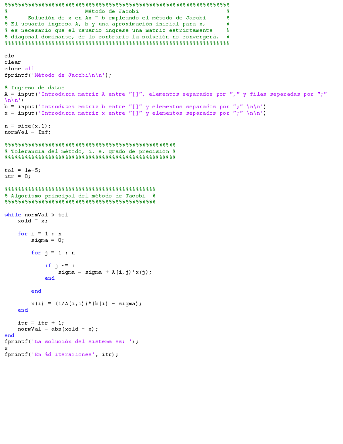Método de Jacobi - Código ...