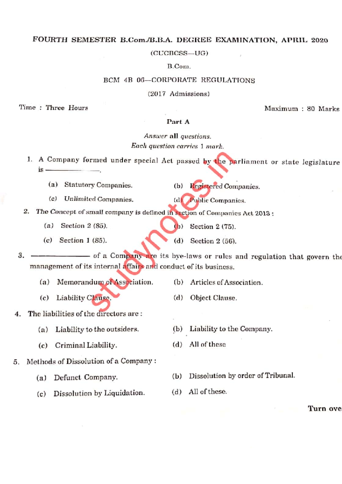 2020 Question Paper - STUDY - Bachelor of business administration - Studocu