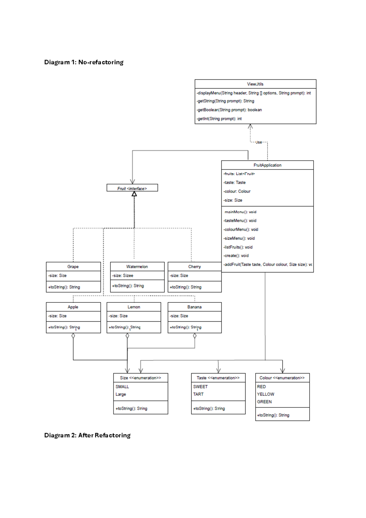 SOFT2201 Week 4 Exercise - SOFT2201 - Diagram 1: No-refactoring Diagram 2: After Refactoring ...