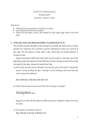 PSet4 - Homework - ECON 2 123: Macroeconomics Problem Set # 4 Due Date: December 7 , 20 24 - Studocu
