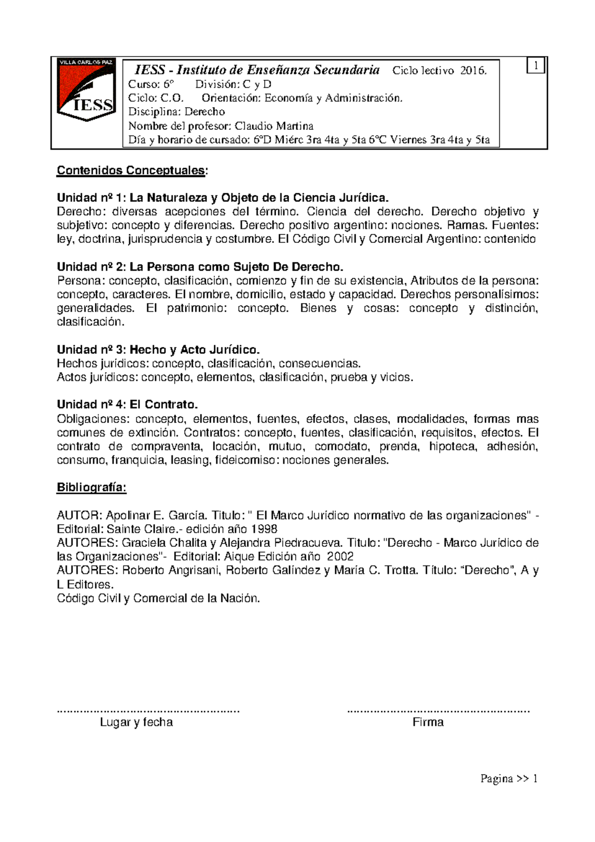 6 - Derecho (C,D) - Pagina >> 1 IESS - Instituto de Enseñanza ...