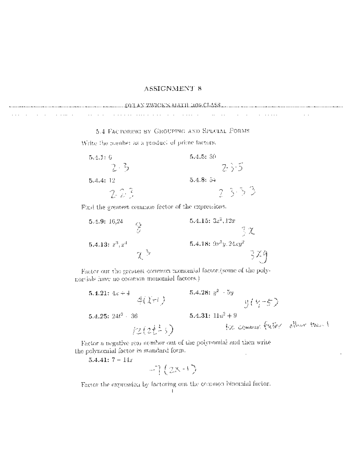 Seminar assignments - Assignment 8 solutions - MATH 1010 - Studocu