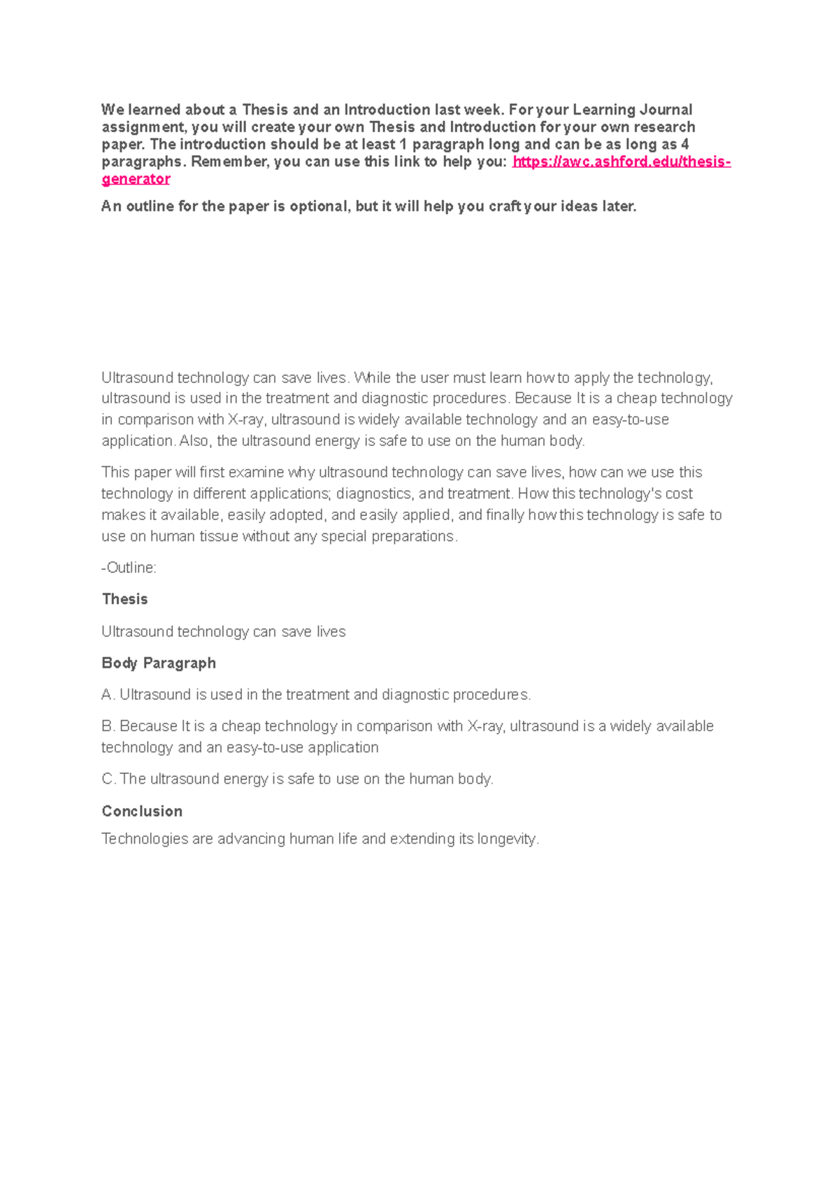 Learning Journal week 2 - We learned about a Thesis and an Introduction ...