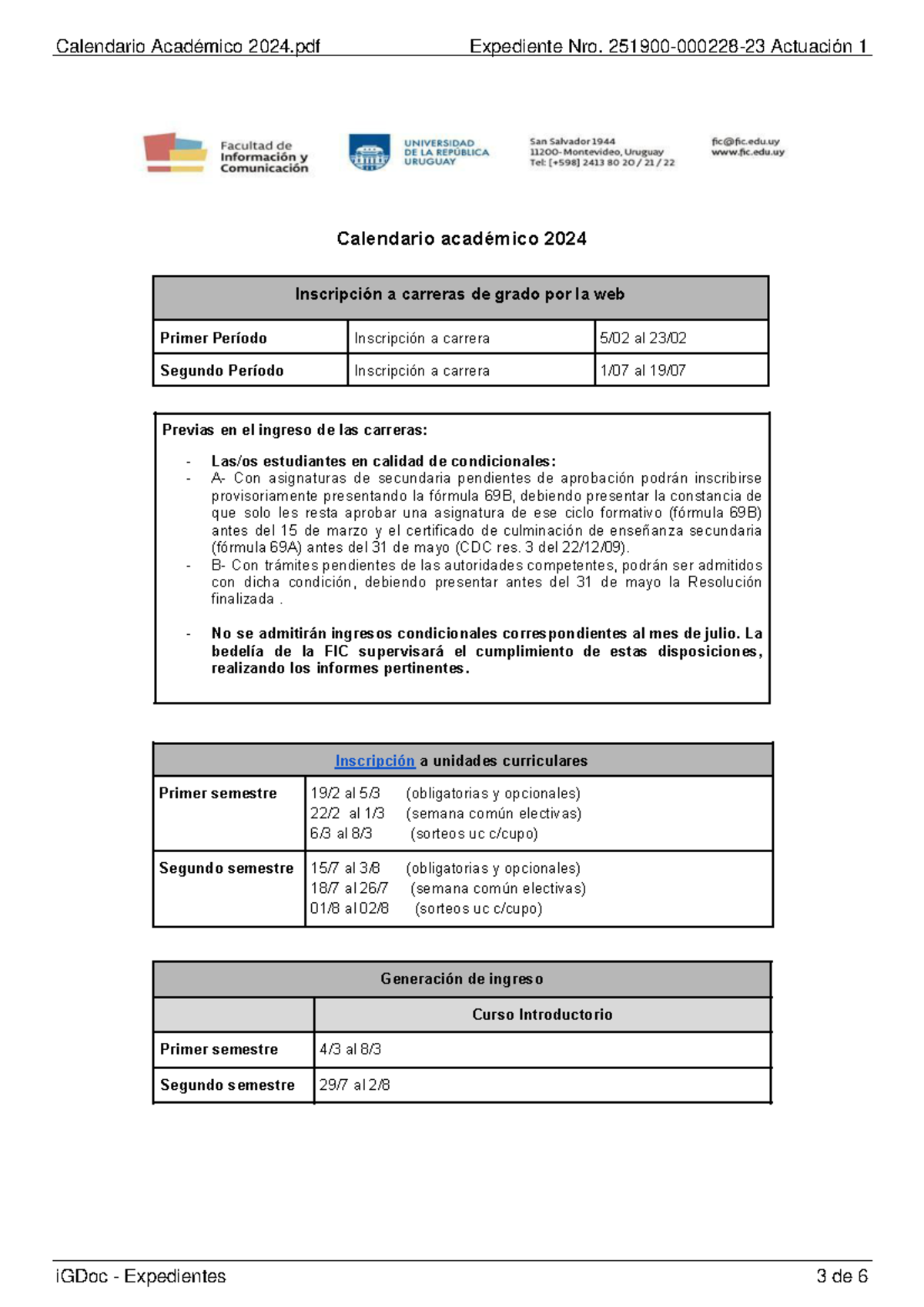 Calendario académico 2024 - versión 20 octubre 2023 - Calendario ...