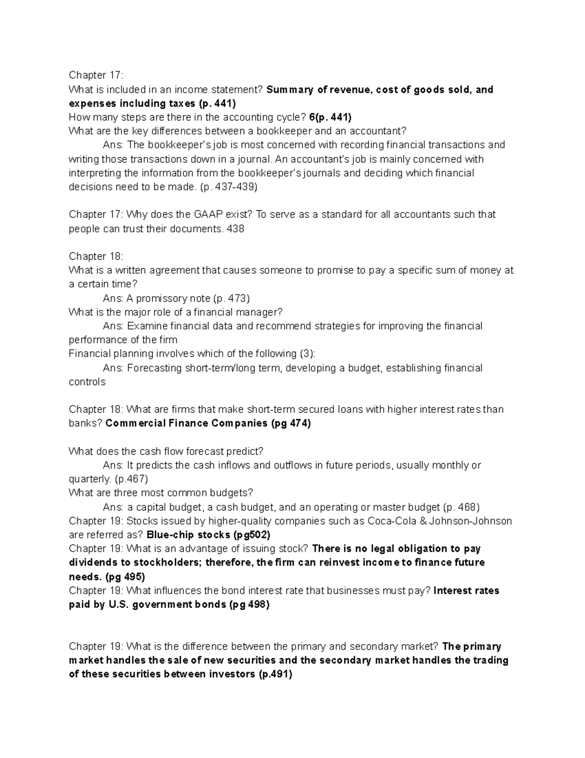 BUSN 101- Exam 1 - exam 1 study guide - Chapter 17: What is included in ...