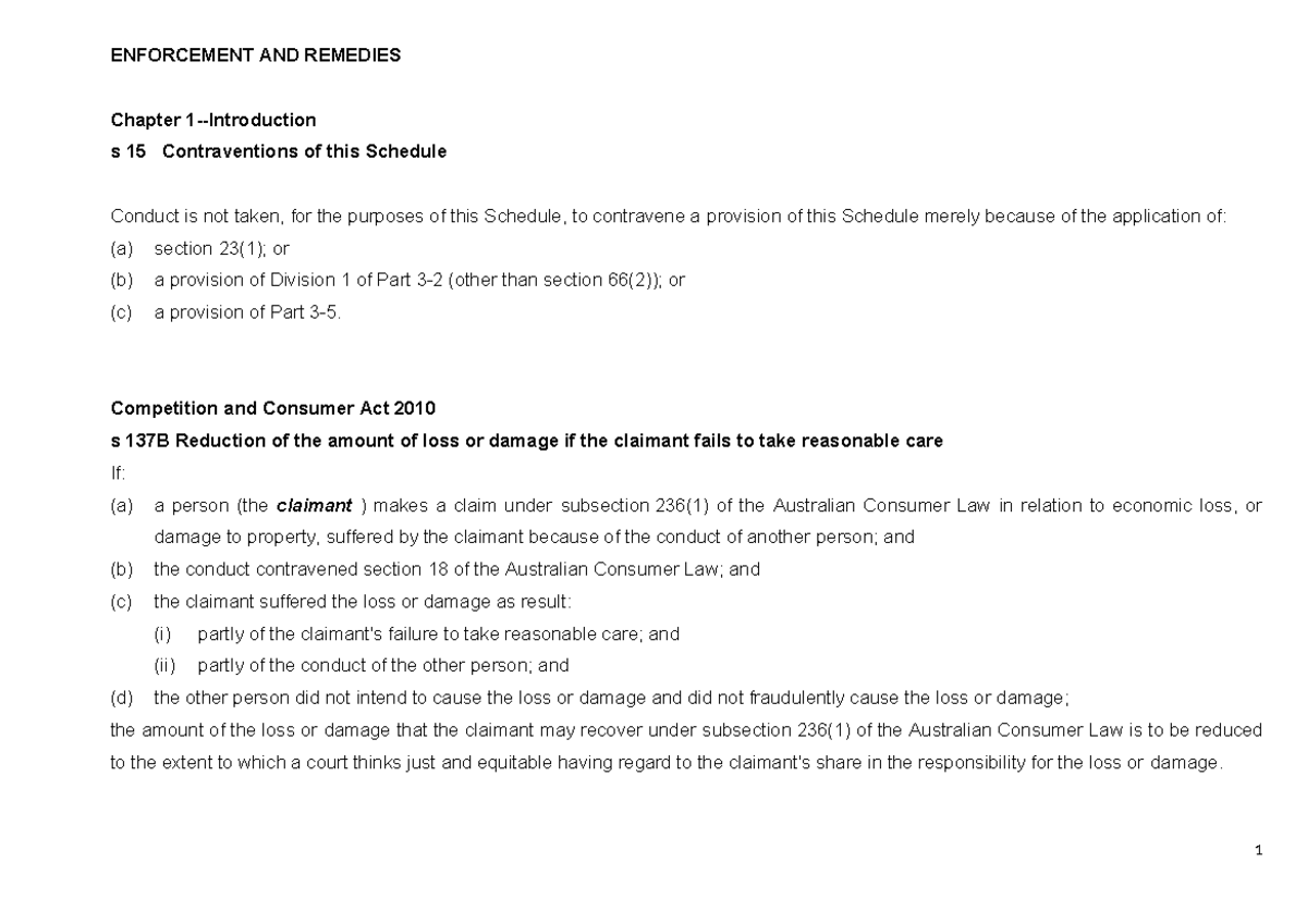 24Tutorial Week 11 Excerpts for Enforcement and Remedies ACL Sections ...