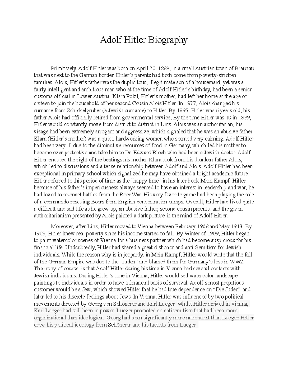 Adolf Hitler Biography - Adolf Hitler Biography Primitively. Adolf ...