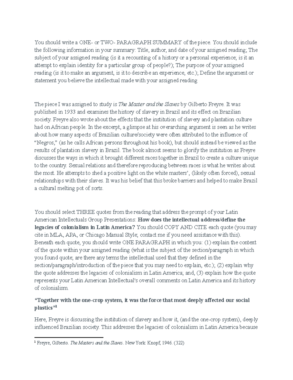 Latin American Thought Activity 3 - You should write a ONE- or TWO ...