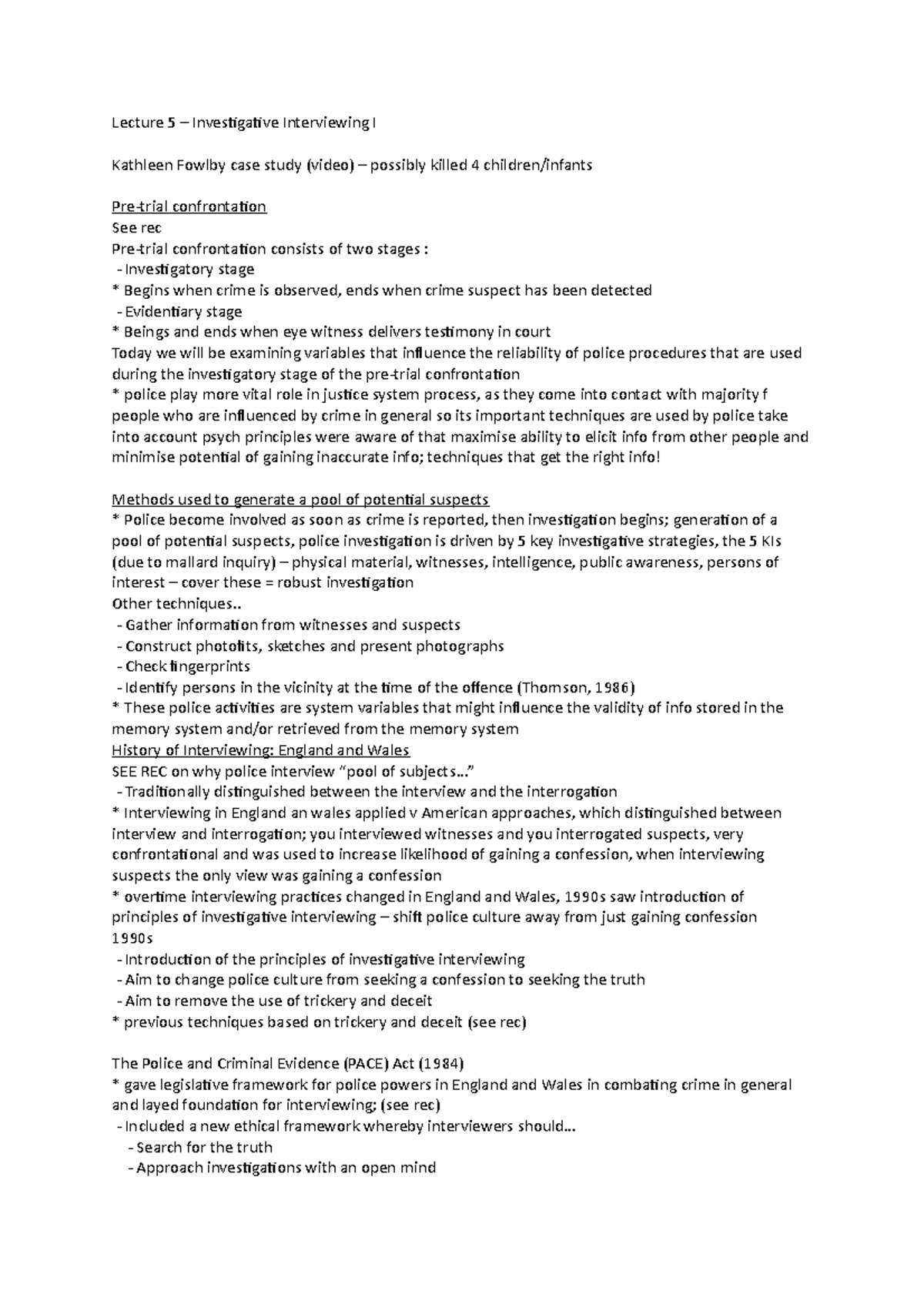 Lecture 5 – Investigative Interviewing-2 (1) - Lecture 5 ...