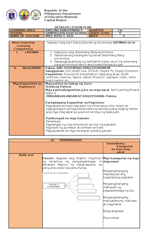 DLP AP9 WEEK 5 - Detailed Lesson Plan - 9 DETAILED LESSON PLAN LEARNING ...
