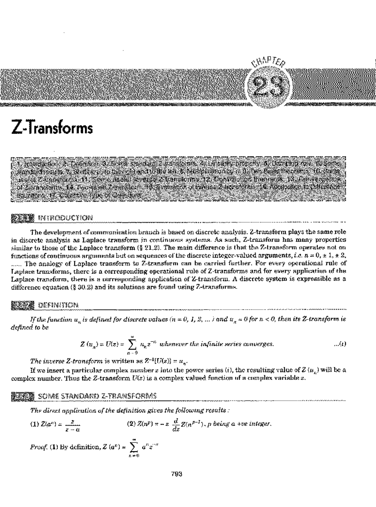 3. Z-Transforms - qwed - CHAPTER 23 1. Introduction. 2. Definition. 3. Some standard 4 ...