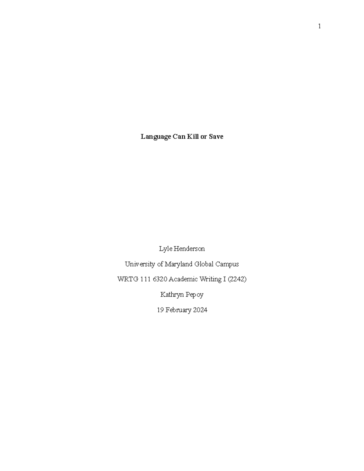 Final Project - Case Study (v1) - Language Can Kill or Save Lyle ...