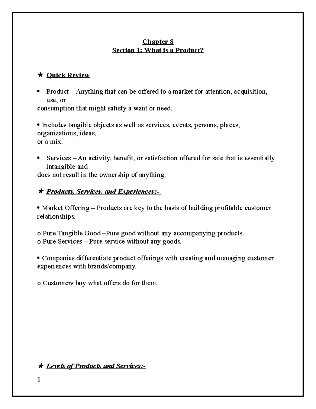 Chapter 8 - what is a product - Chapter 8 Section 1: What is a Product ...