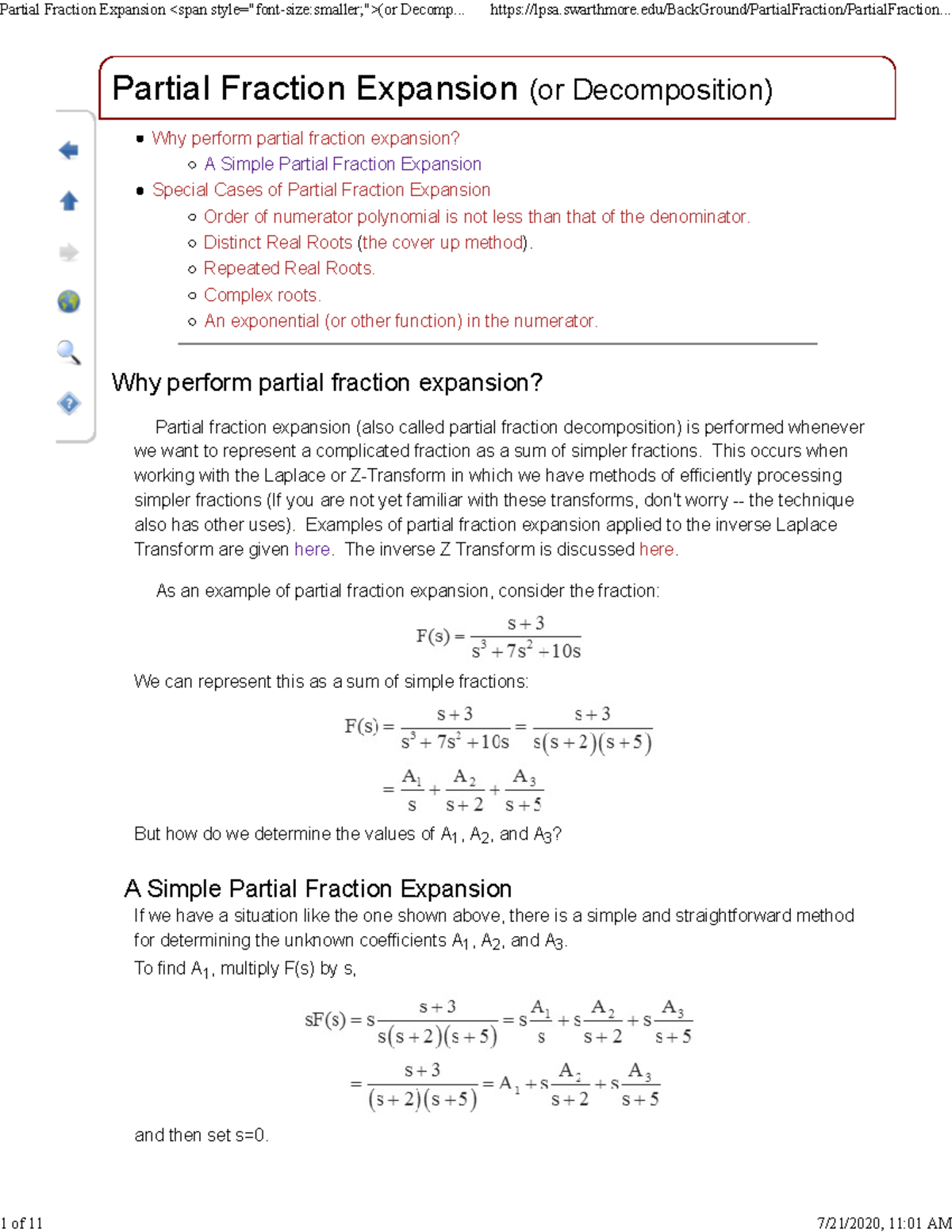 PEF tutorial - GOOD - Partial Fraction Expansion (or Decomposition) Why ...
