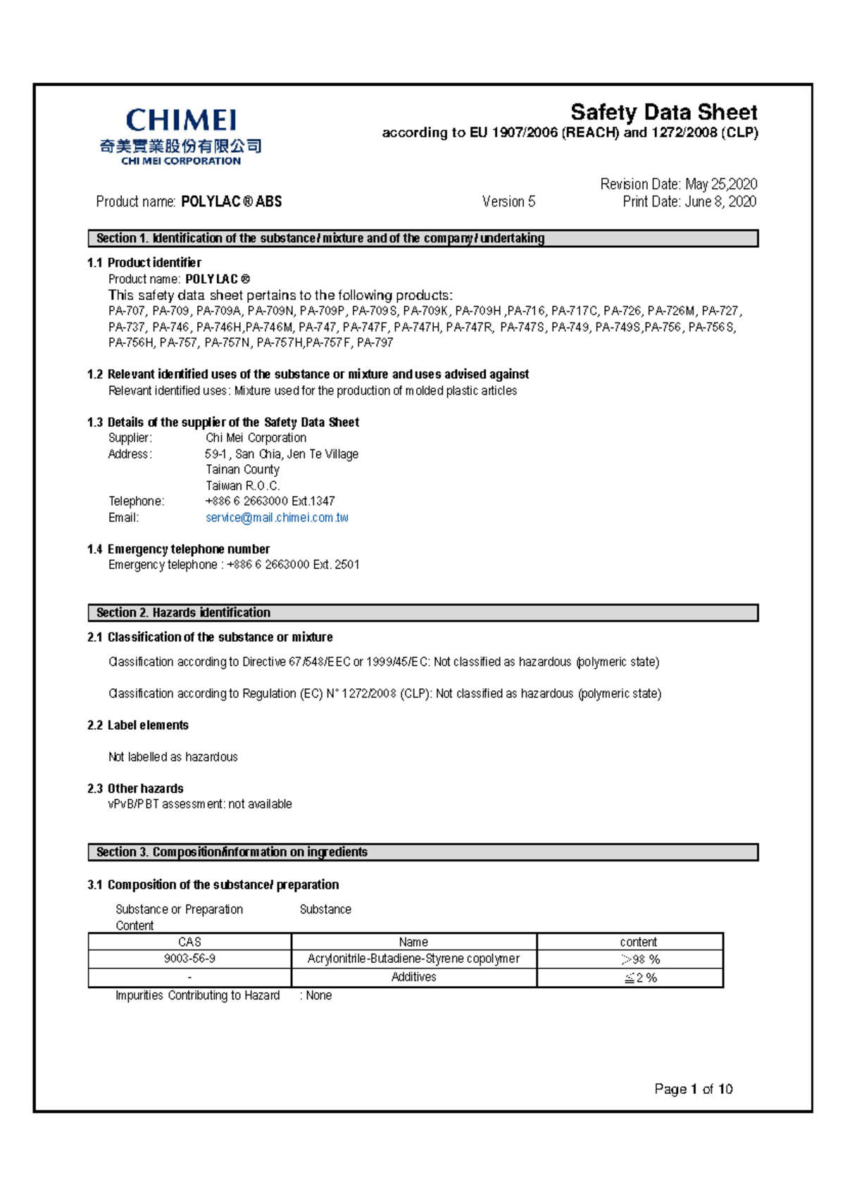 KERN SDS polylacgpabs(natural) - according to EU 1907/2006 (REACH) and ...