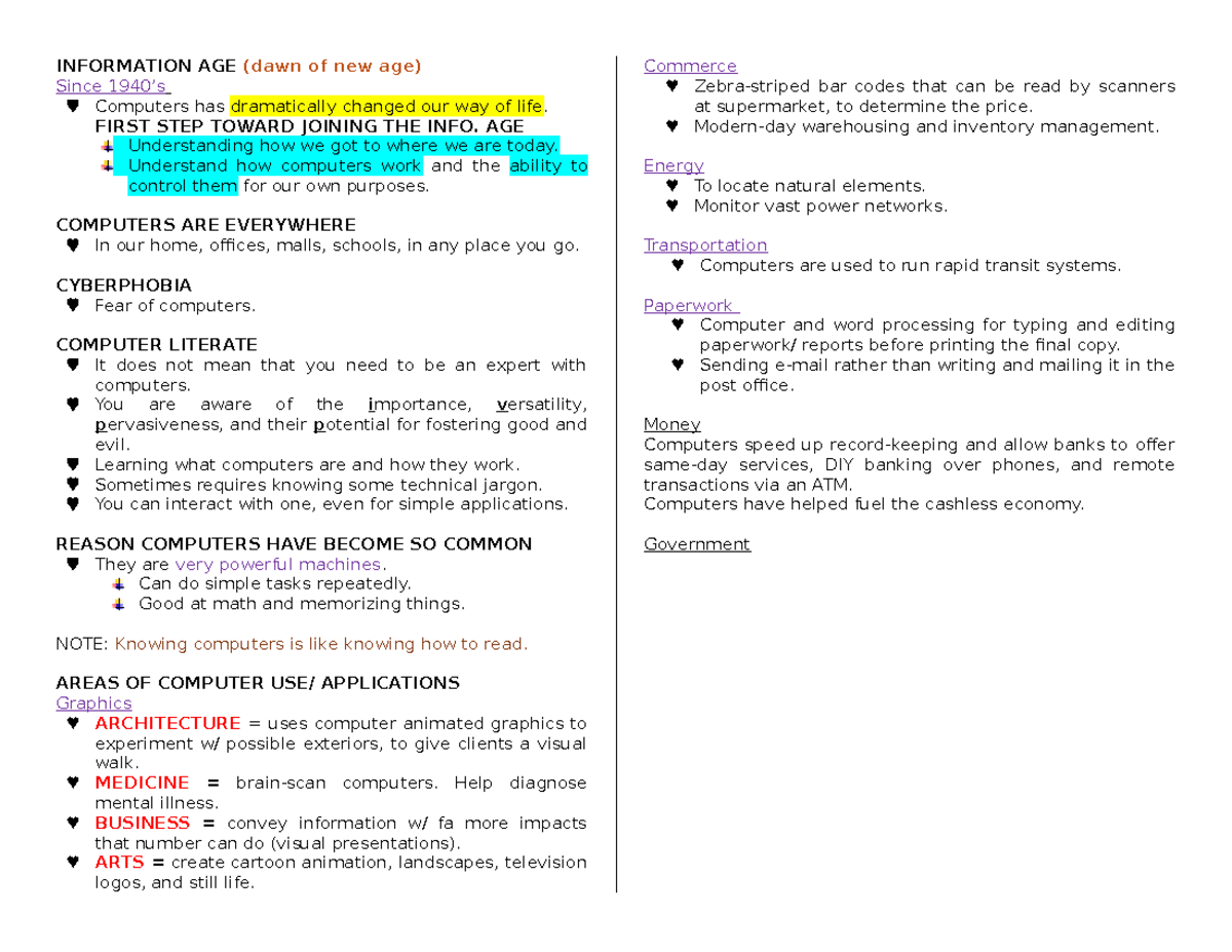 IT Reviewer 1 - hi hope this helps - INFORMATION AGE (dawn of new age ...