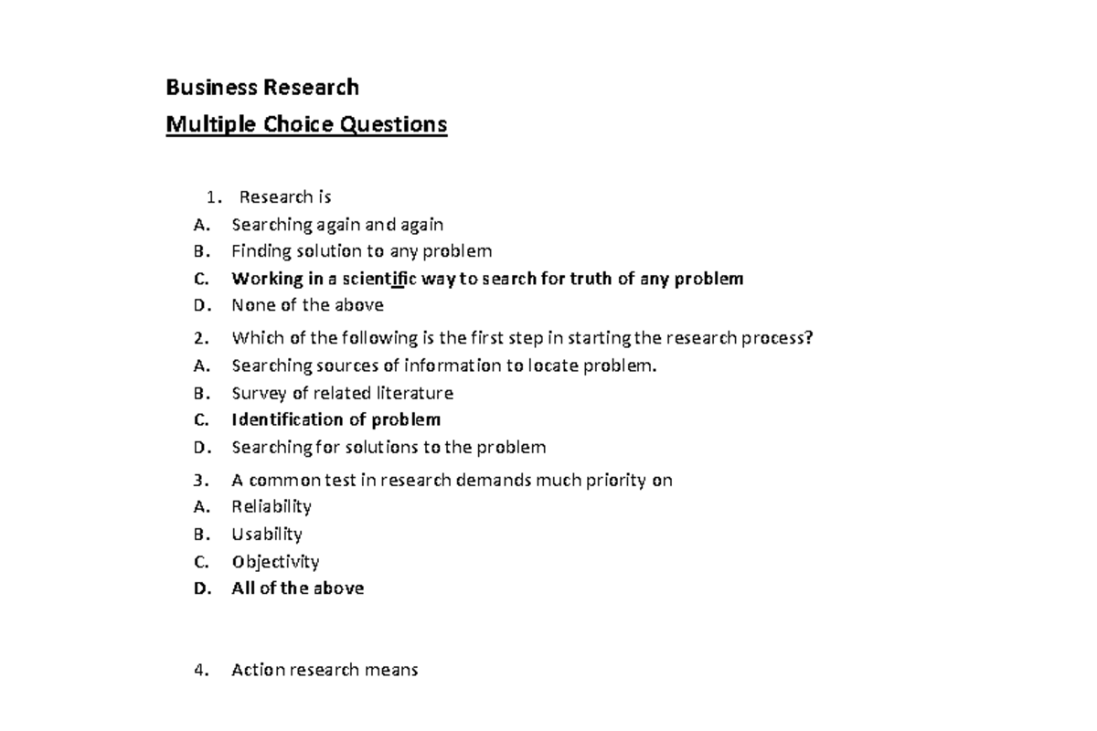 BR-MCQ - Business Research Multiple Choice Questions Research is A ...