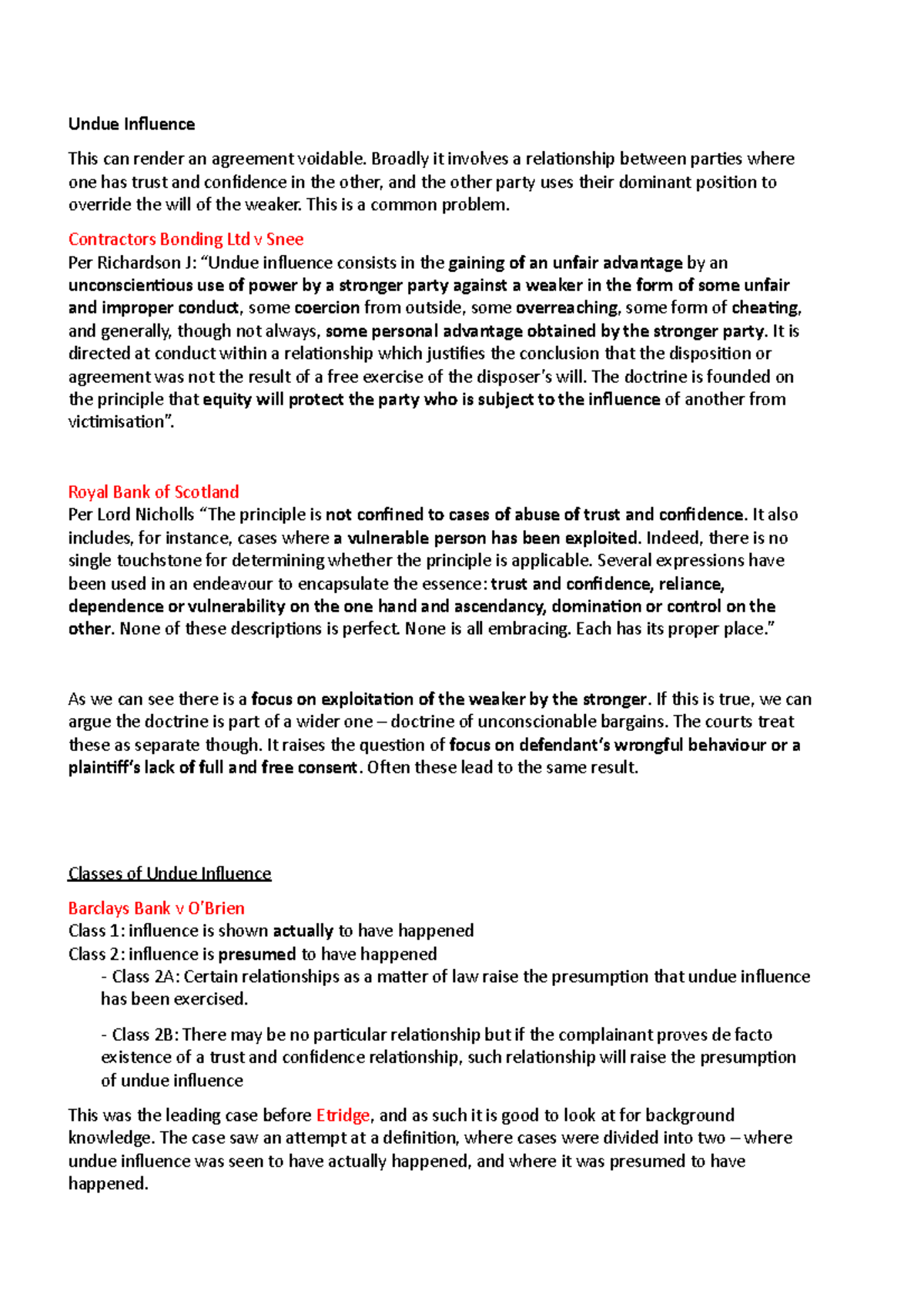 Undue Influence - Lecture notes 21- 30 - Undue Influence This can ...