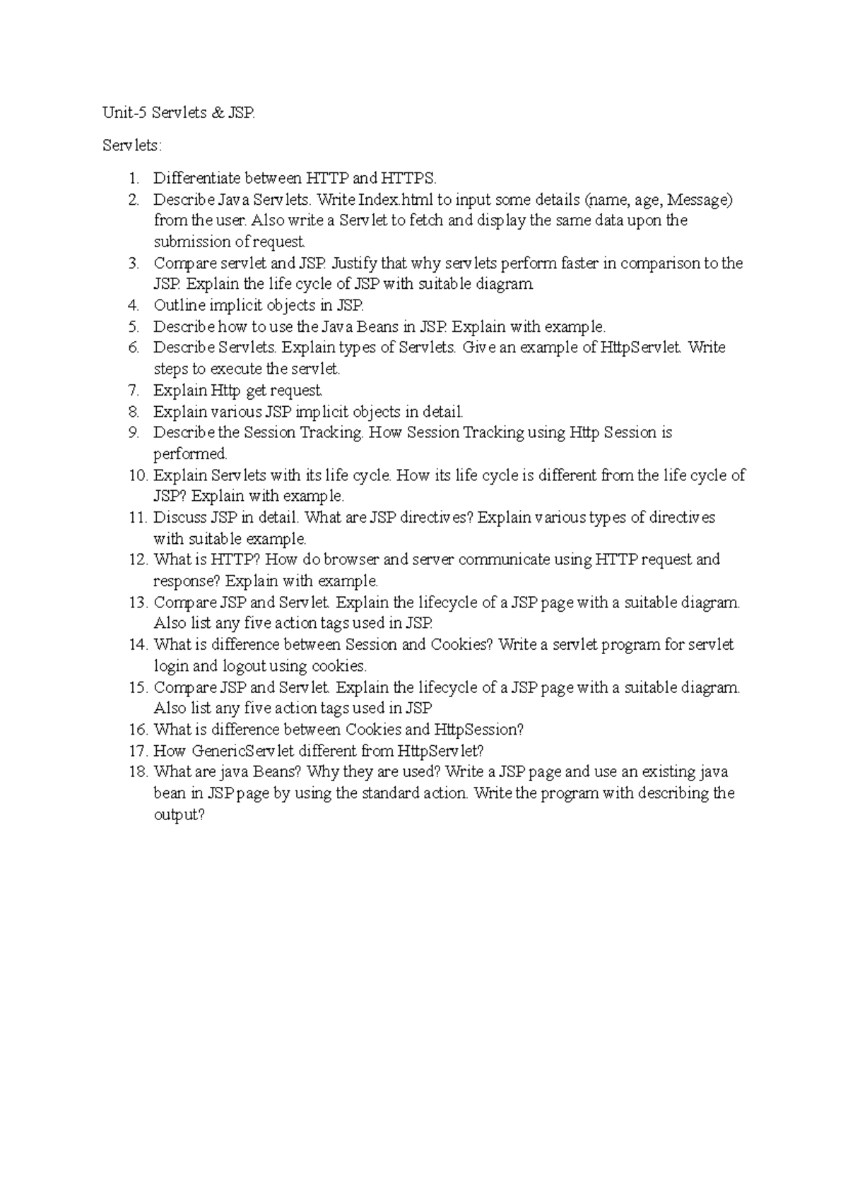 Servlet And Jsp Unit 5 Servlets And Jsp Servlets 1 Differentiate