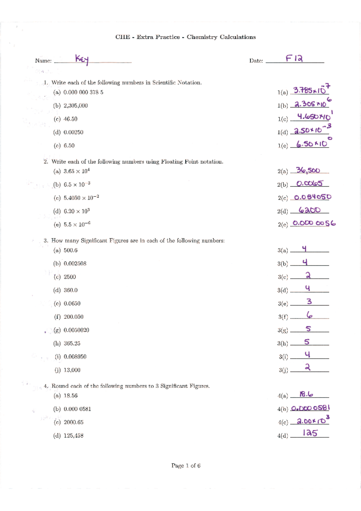 CHE Key - study guide - CHE 201 - Studocu