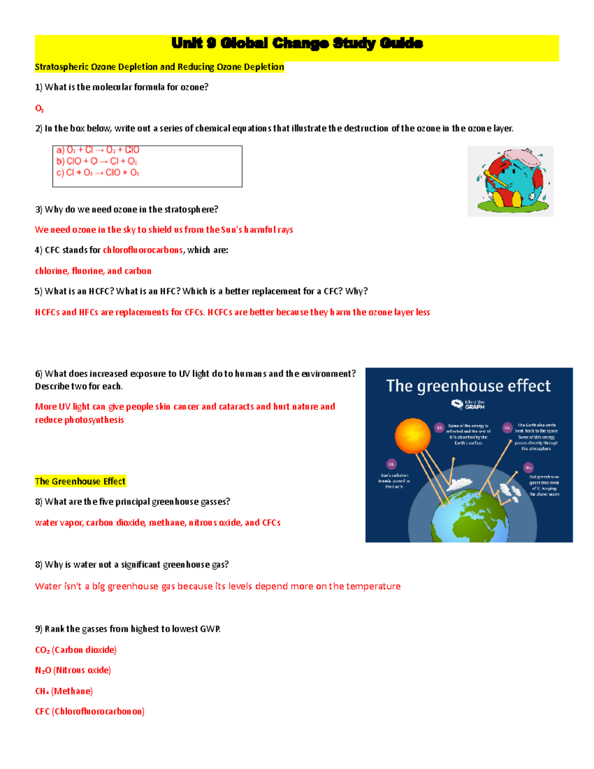 Copy of Unit 9 Global Change Study Guide - Unit 9 Global Change Study ...