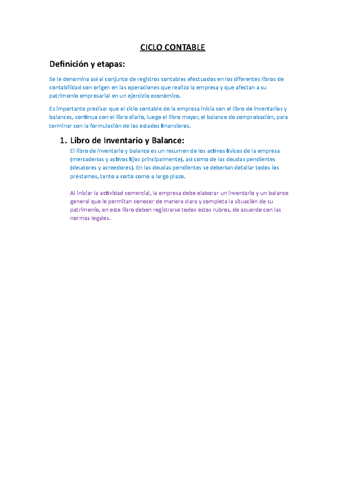 Ciclo Contable - CICLO CONTABLE Definición y etapas: Se le denomina así ...