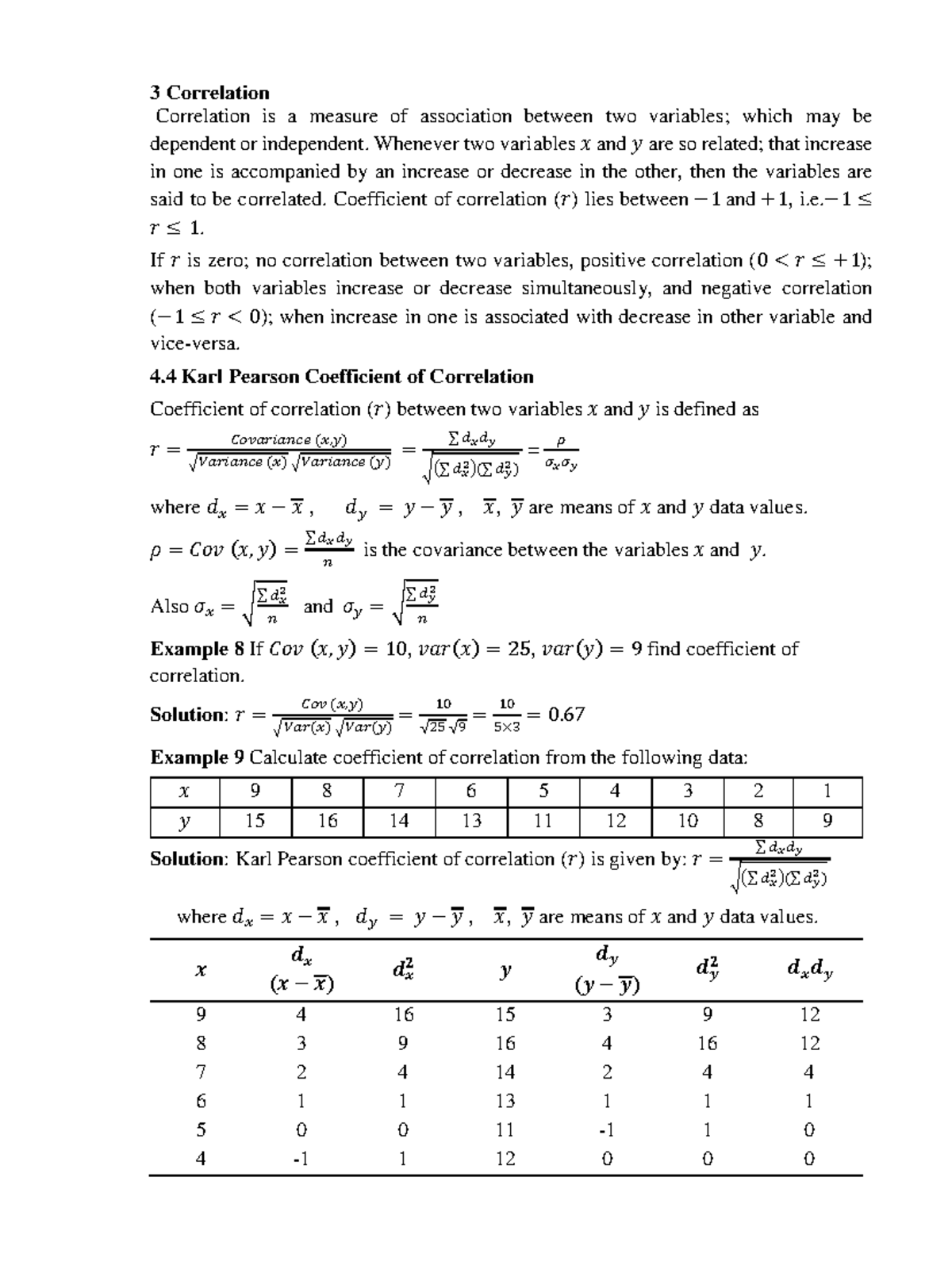 Covariance and correlation - 3 Correlation Correlation is a measure of ...