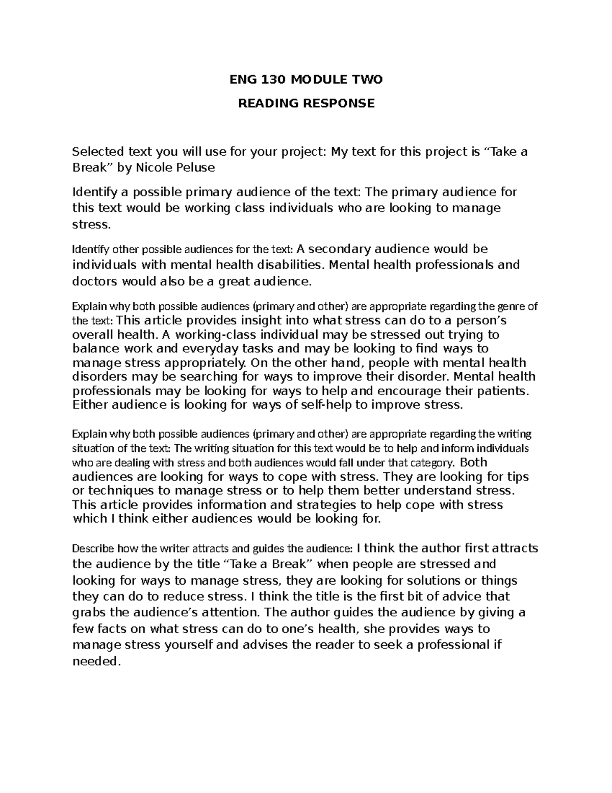 Module Two Reading Response copy - ENG 130 MODULE TWO READING RESPONSE ...