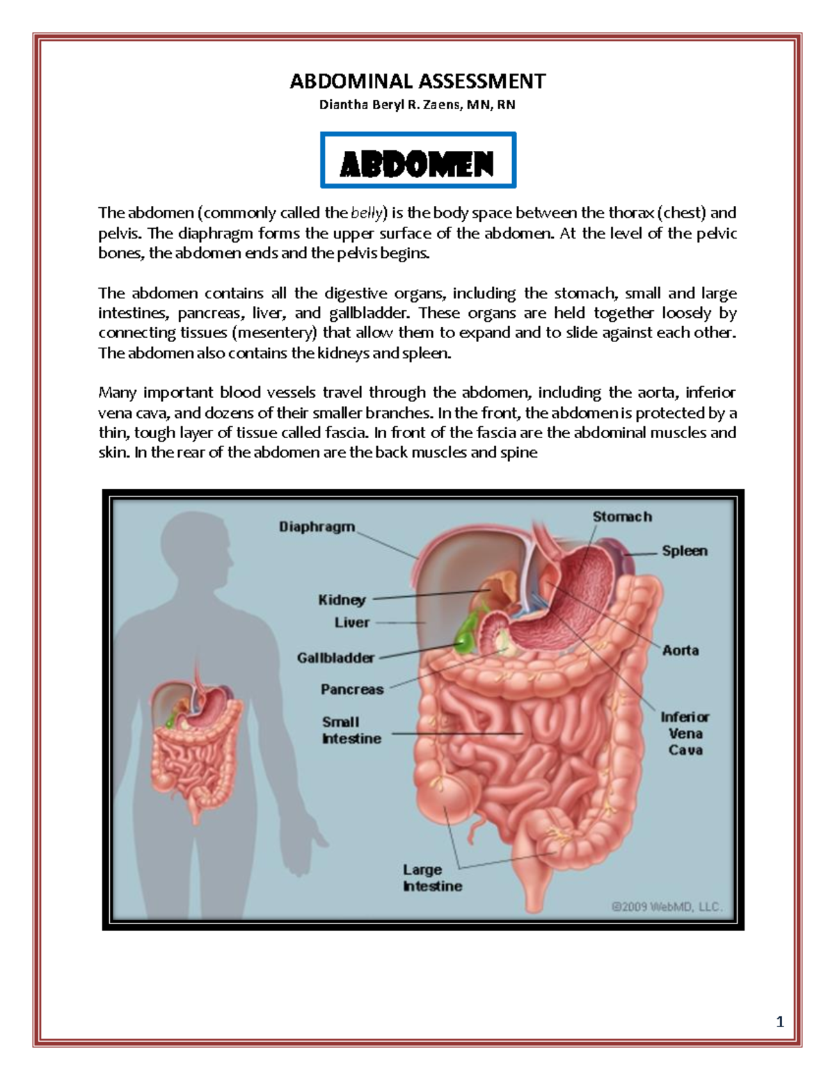 Abdominal- Assessment- Theory - Diantha Beryl R. Zaens, MN, RN ABDOMEN ...
