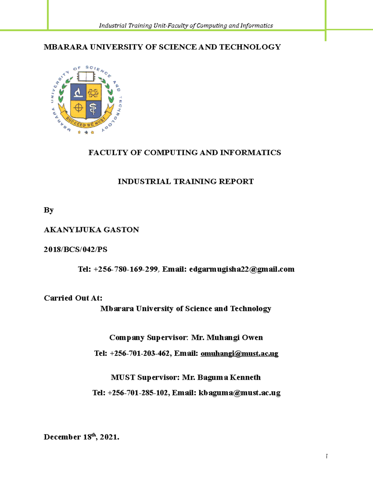 Mbarara University OF Science AND Technology Research Methods - MBARARA UNIVERSITY OF SCIENCE ...