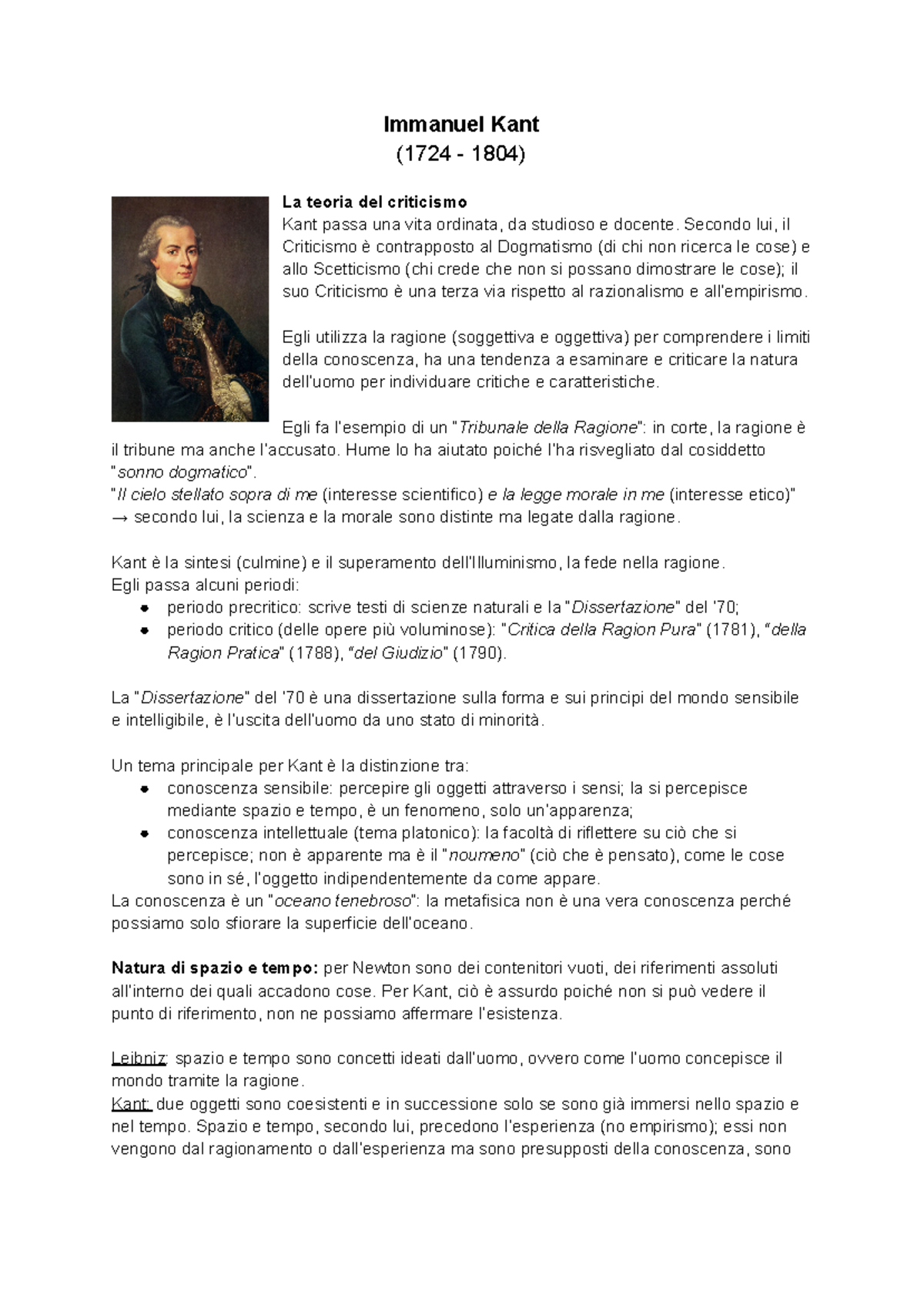 1. Immanuel Kant - Immanuel Kant (1724 - 1804) La teoria del criticismo ...