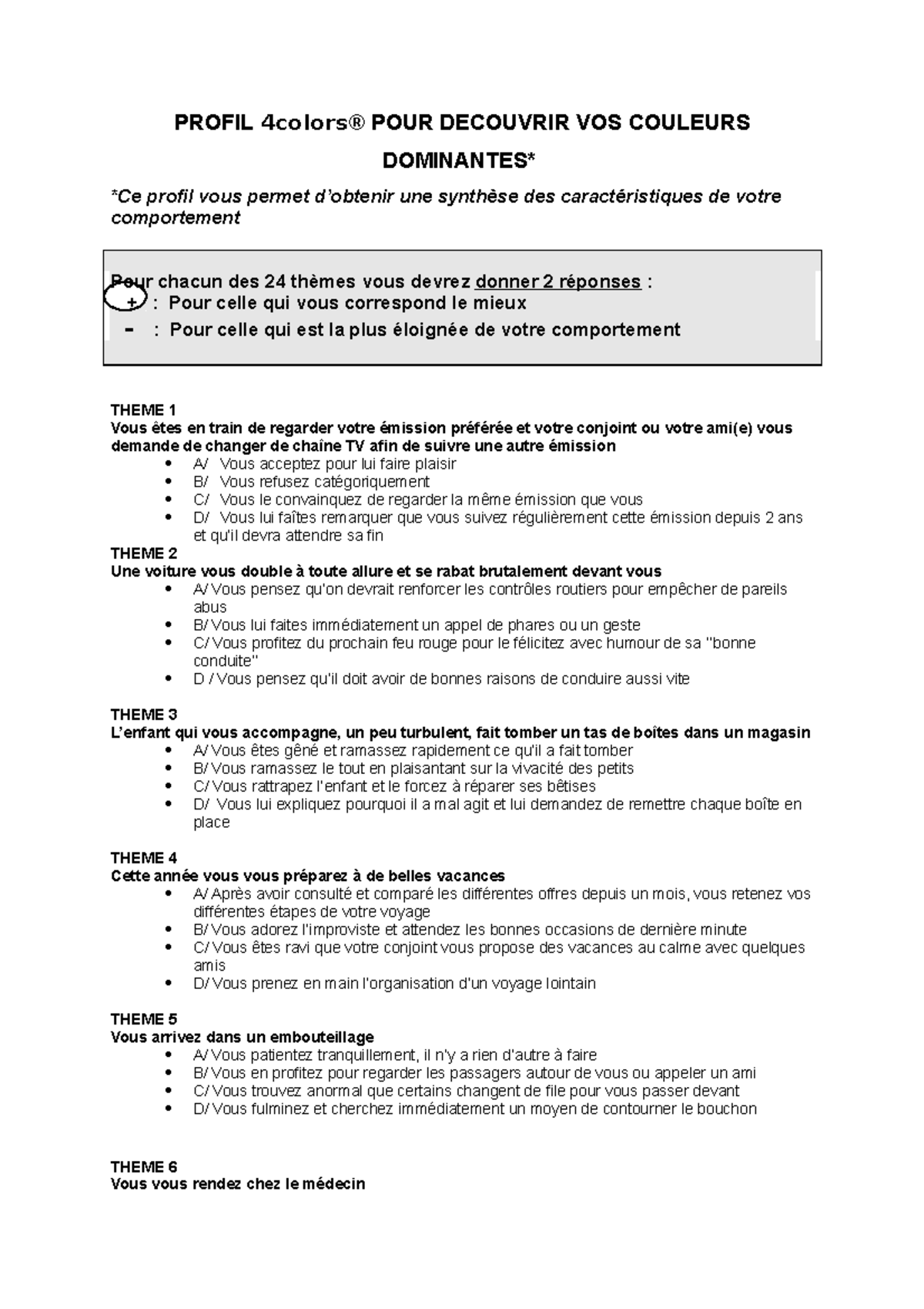 4colorstest V2 - PROFIL 4colors® POUR DECOUVRIR VOS COULEURS DOMINANTES ...