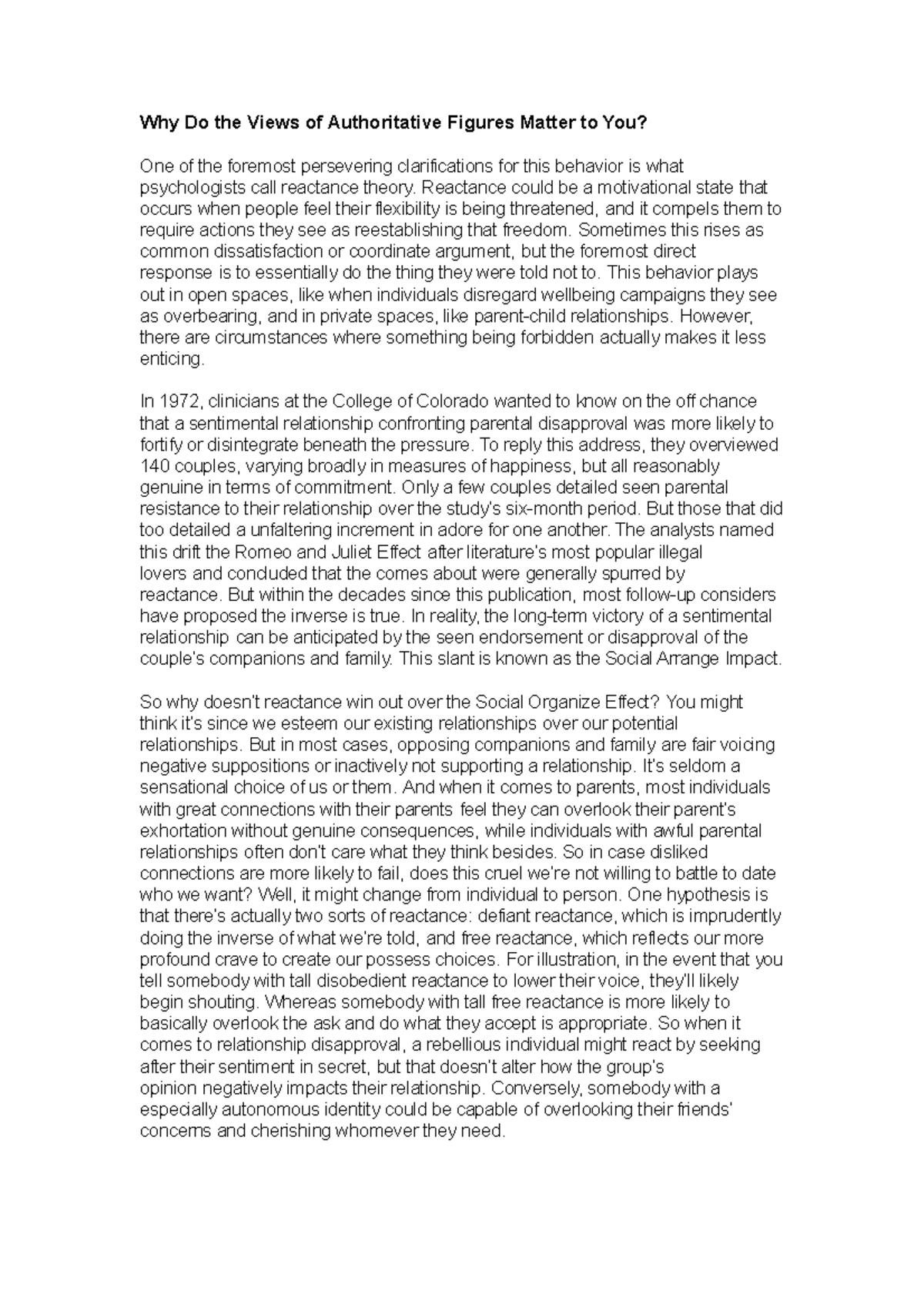 Why Do the Views of Authoritative Figures Matter to You - Reactance ...