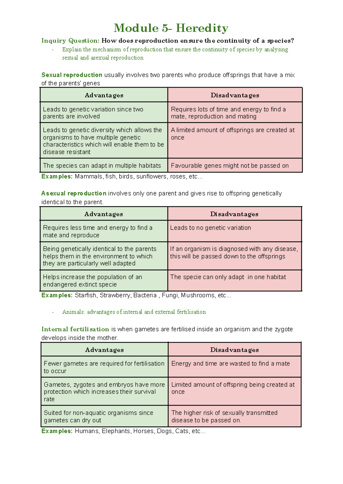 Biology HSC Notes - Module 5- Heredity Inquiry Question: How does ...