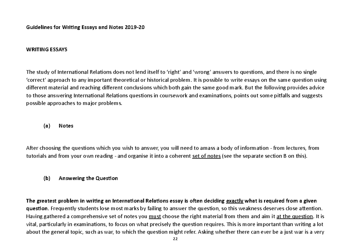 Guidelines for Writing Essays and Notes 2019 - It is possible to write ...