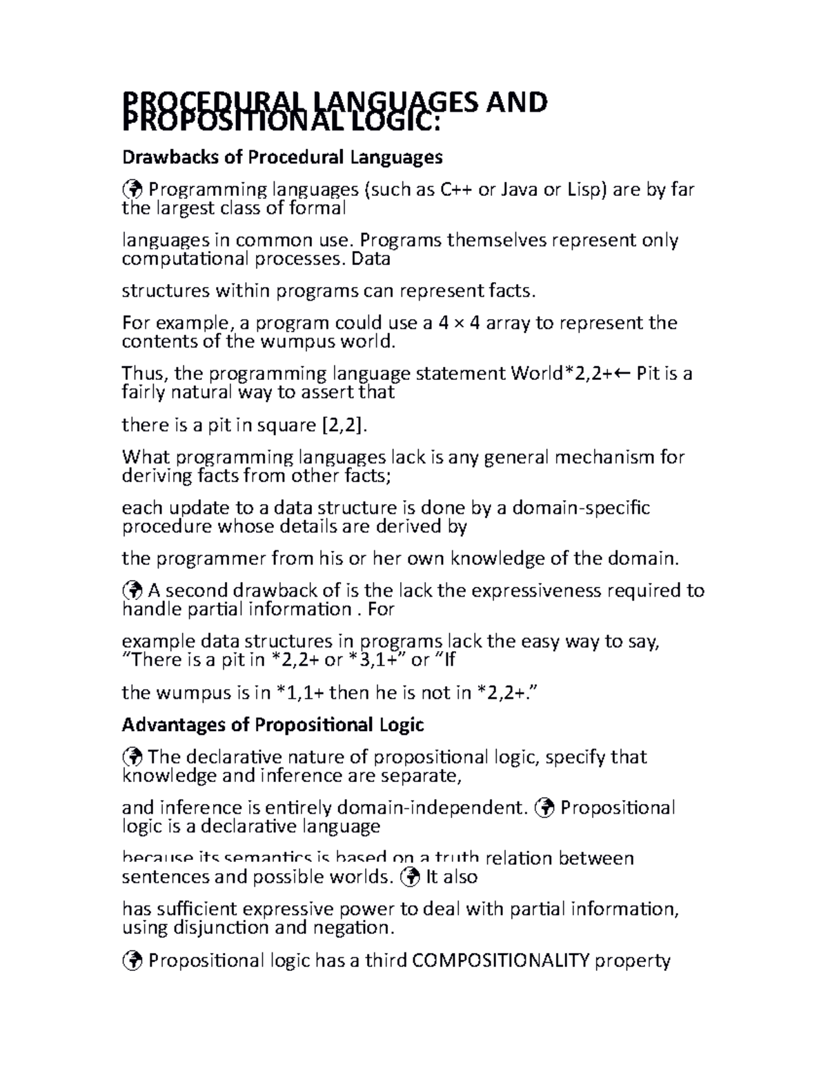 Procedural Languages AND Propositional Logic - PROCEDURAL LANGUAGES AND ...