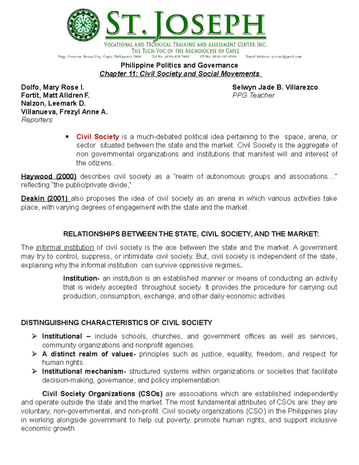 PPG-Handouts-Module-11 - Philippine Politics and Governance Chapter 11 ...