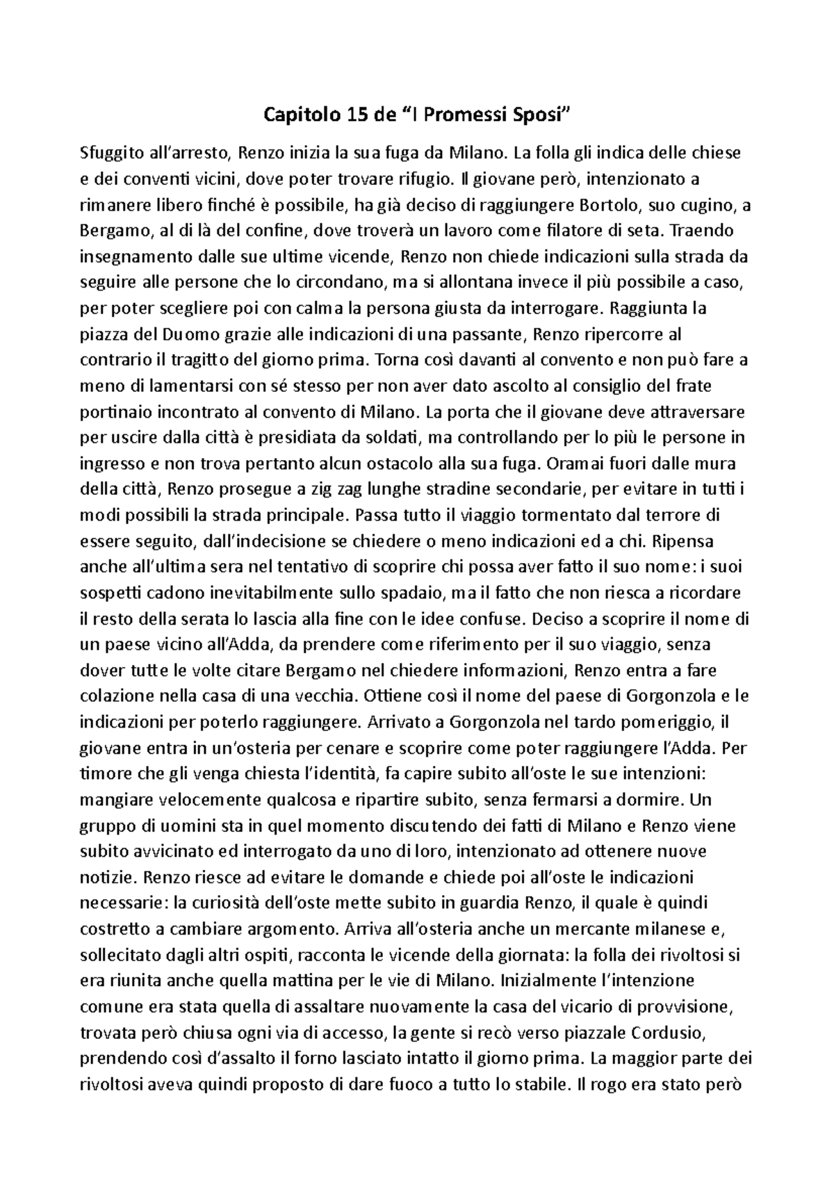 Capitolo 16 - i promessi sposi ANNS - Capitolo 15 de “I Promessi Sposi” Sfuggito all’arresto ...