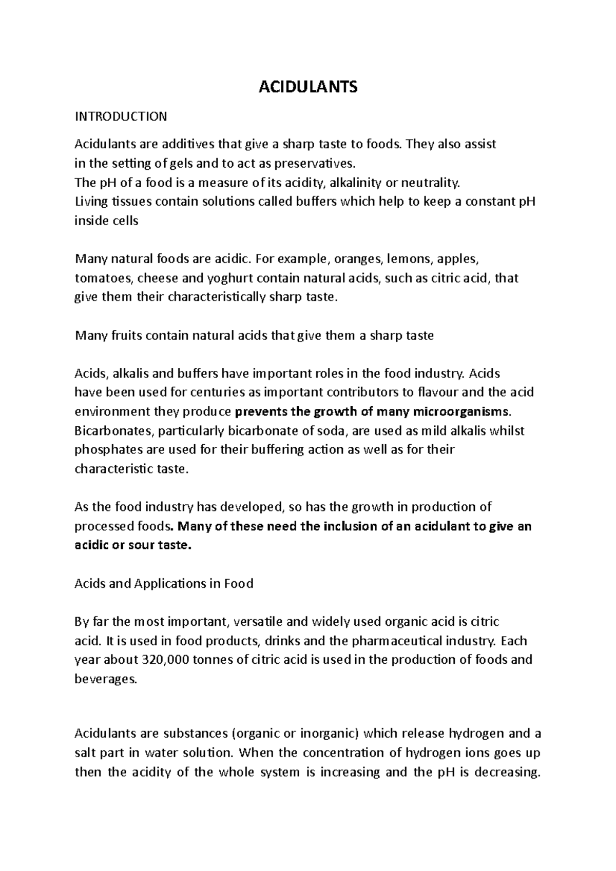 Acidulants- introduction, description of main acidulants in food how to ...