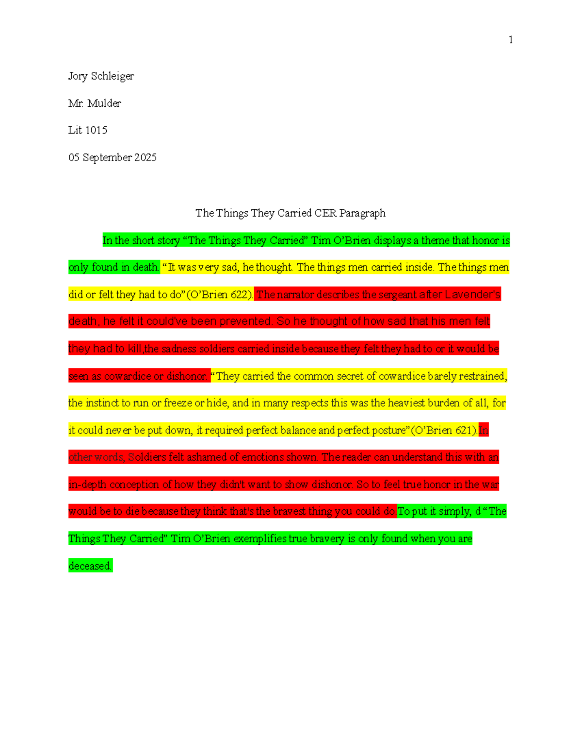 Report - 1 Jory Schleiger Mr. Mulder Lit 1015 05 September 2025 The ...