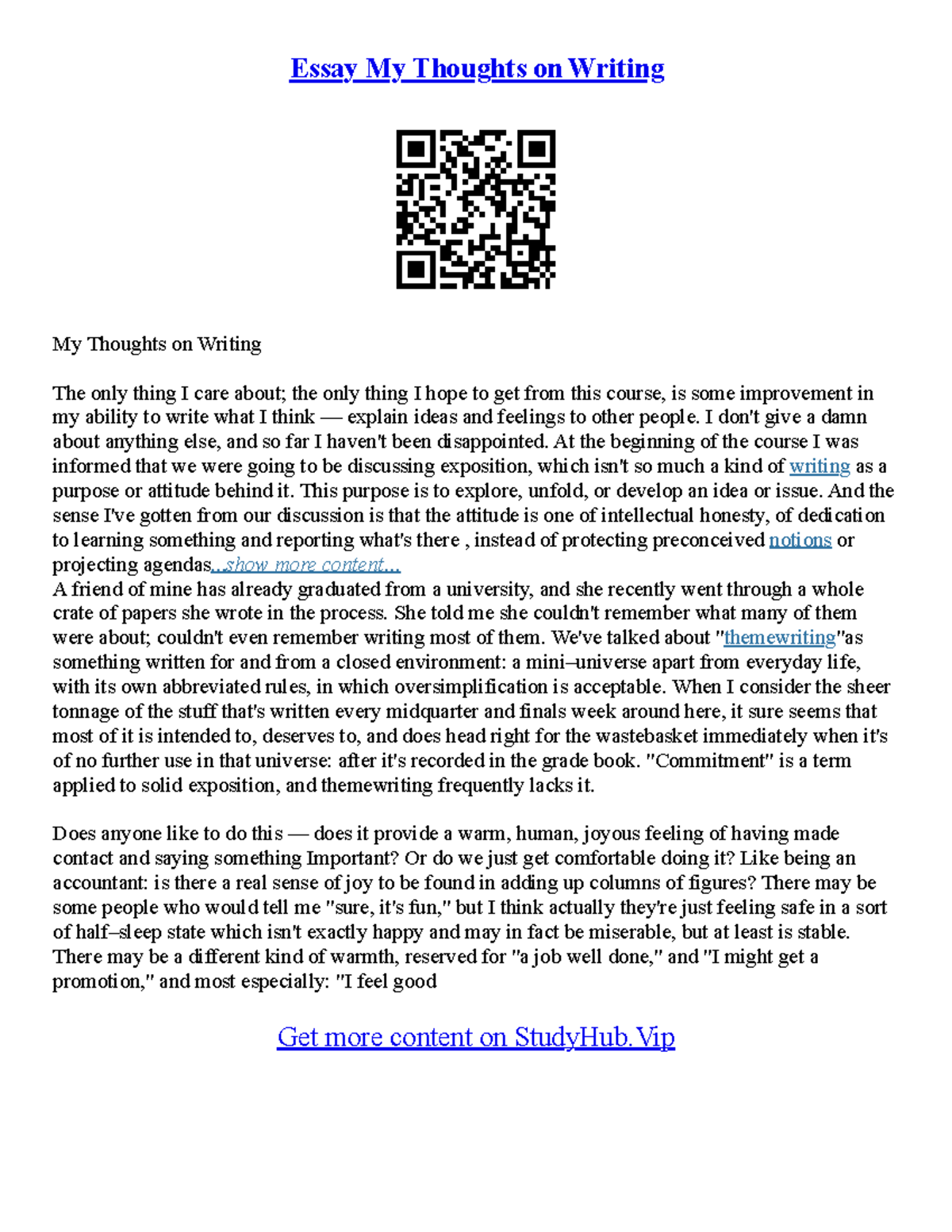 General Paper Essay - Essay My Thoughts on Writing My Thoughts on ...
