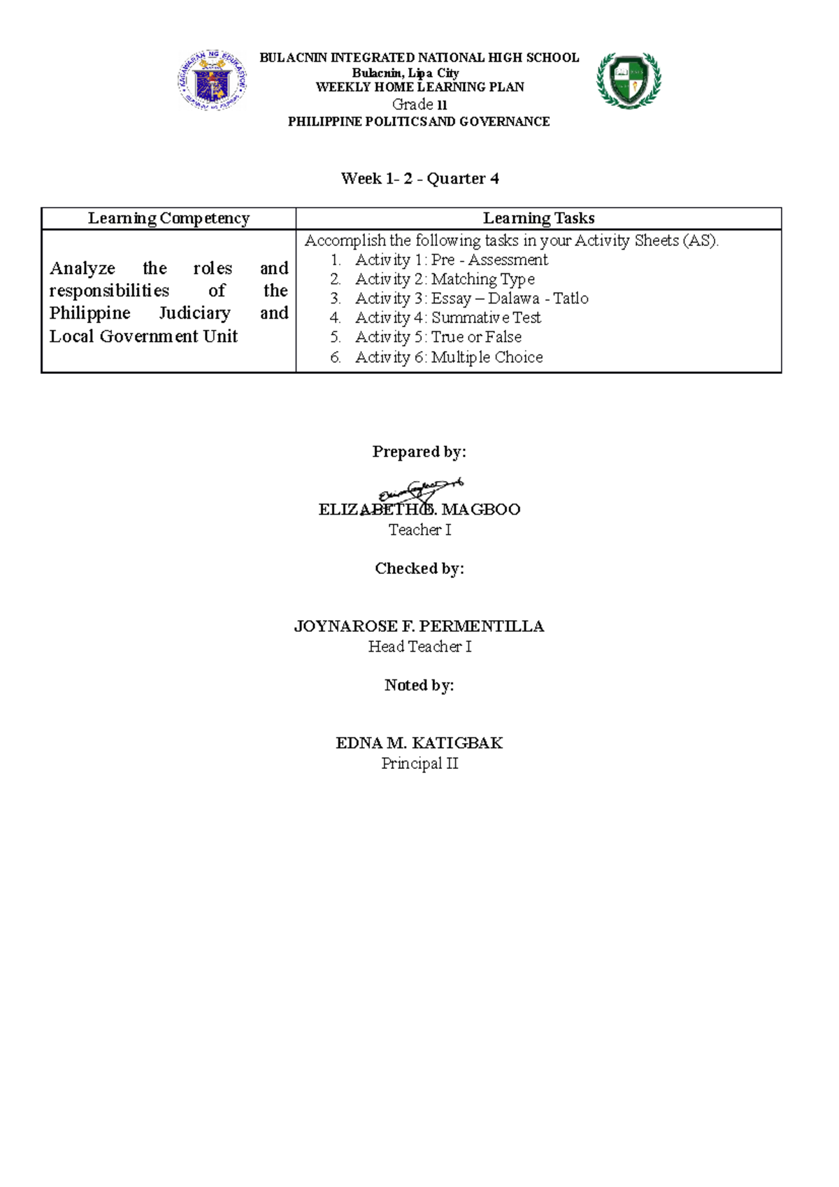 Poligov-WHLP- Q4 Wk - 1 - 2 - BULACNIN INTEGRATED NATIONAL HIGH SCHOOL ...