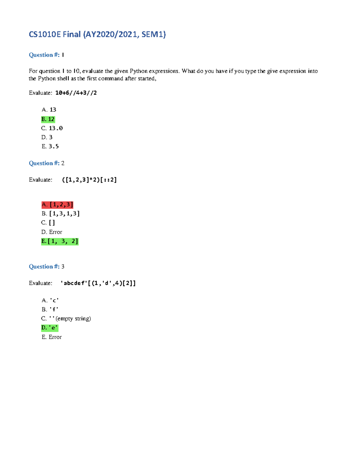 2020 21 S1 Final polish - CS1010E Final (AY2020/2021, SEM1) Question ...