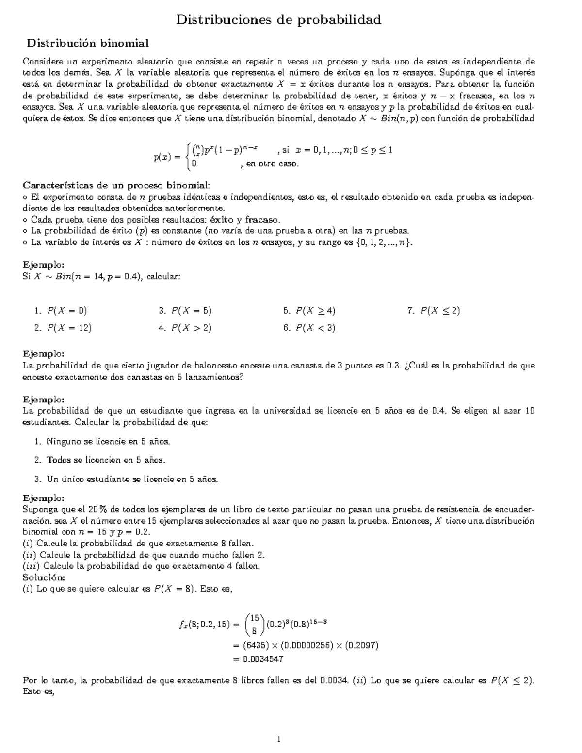 Modulo Distribuciones - Distribuciones de probabilidad Distribuci ́on ...