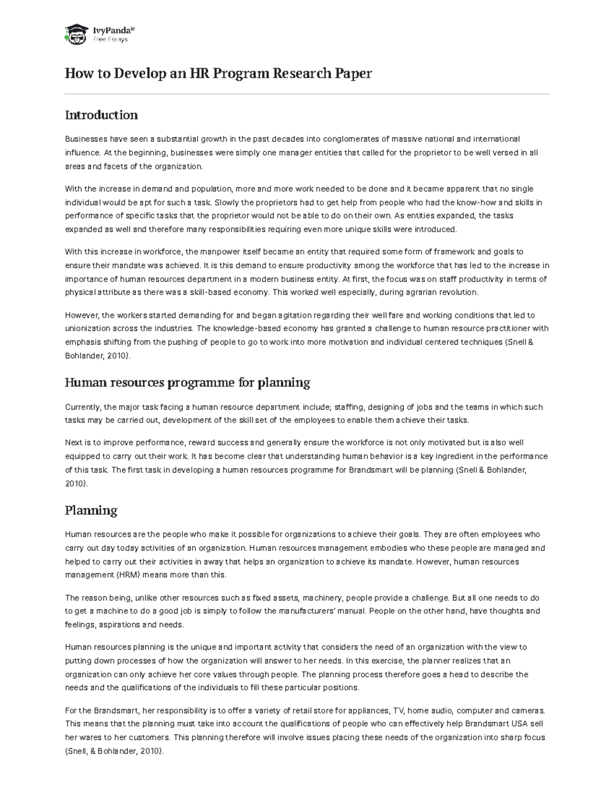 How to Develop an HR Program - 2761 Words Research Paper Example - How ...